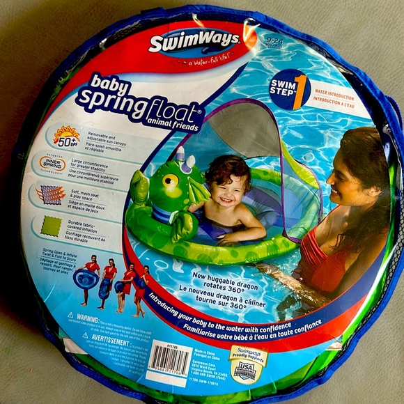 SwimWays | Other | Green Huggable Dragon Swimways Baby Float With Removable Canopy | Poshmark